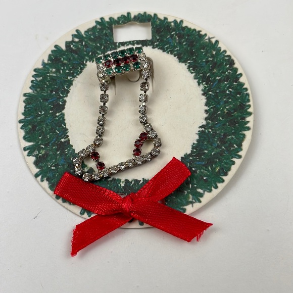 Jewelry | 525 Crystal Stocking Outline Pinback Brooch | Poshmark